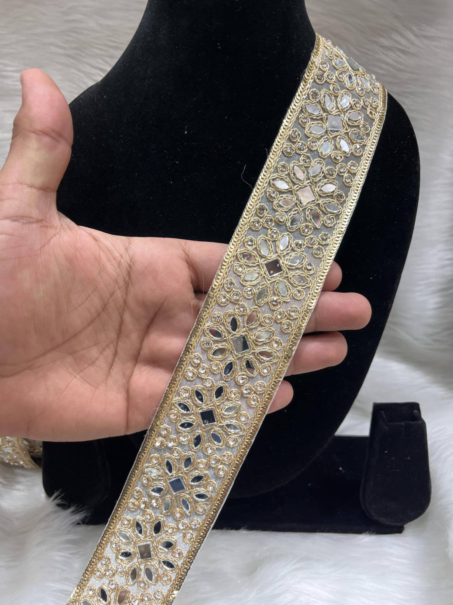 Real Mirror Lace | Gold Real Lace Trims – 9 Meters, 1.5-Inch Embellish ...