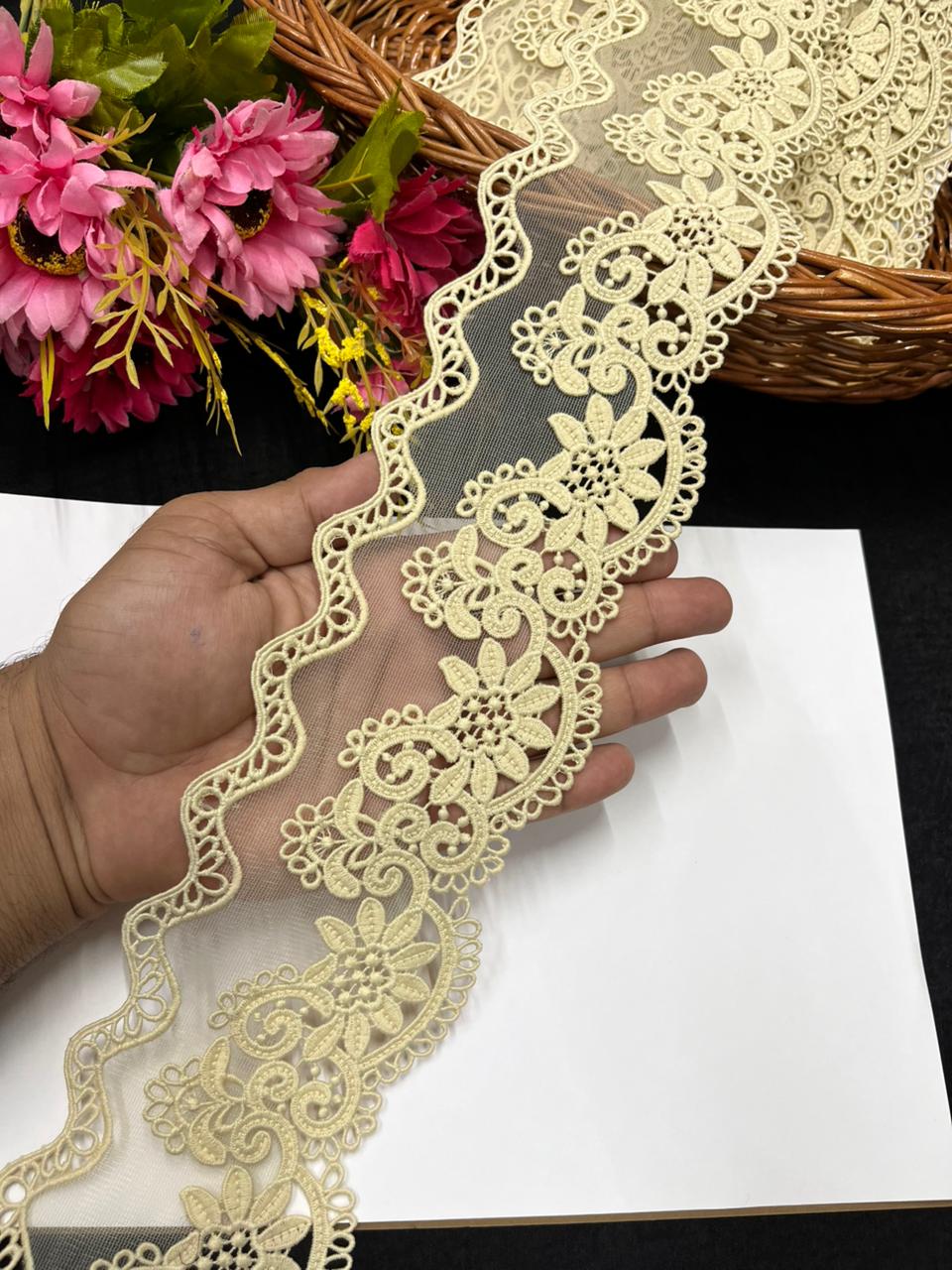 Imported Net Lace Border for Sarees, Dresses & Kurtis – Soft Designer ...