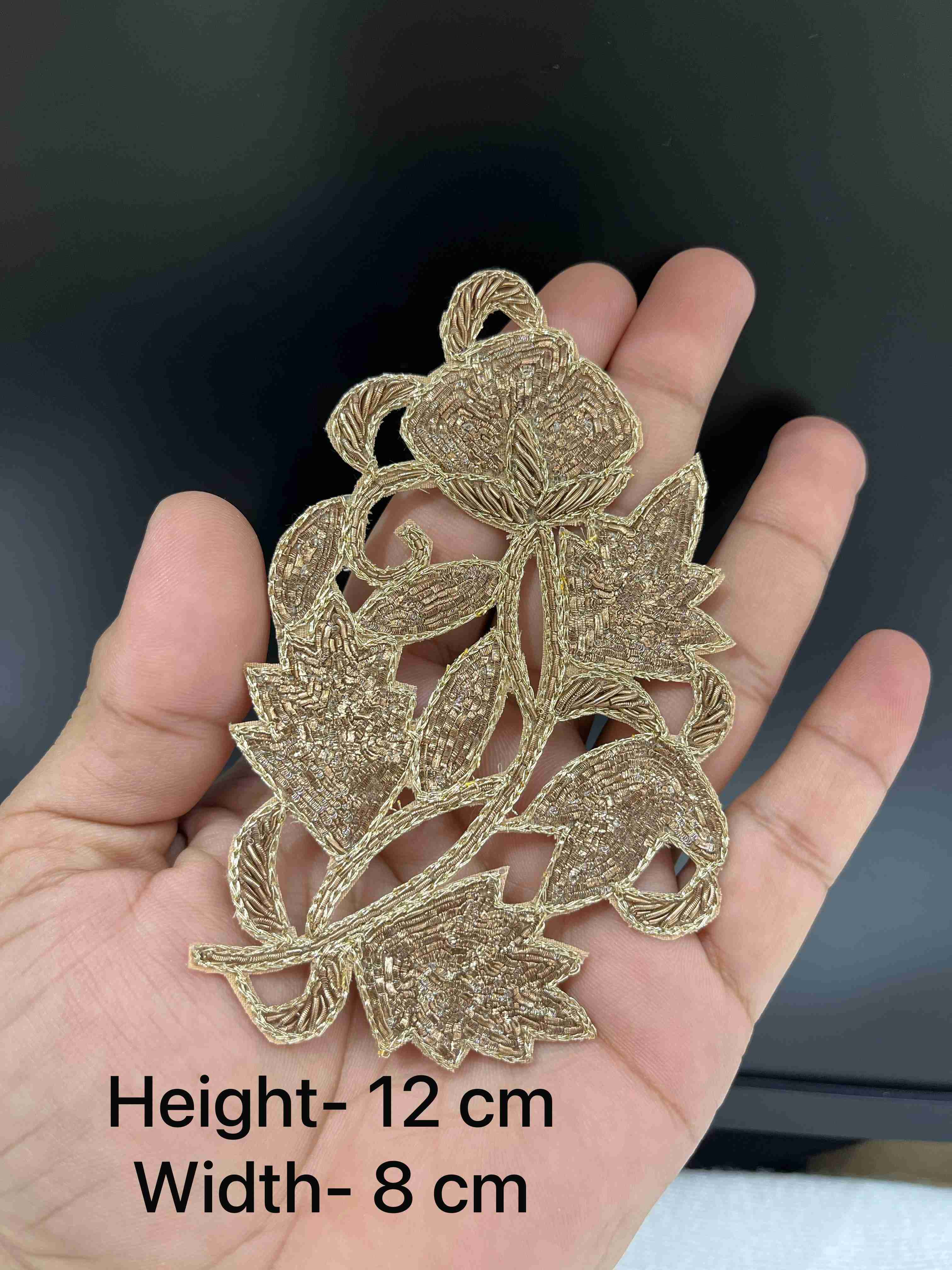 Rich Antique Gold Cutwork Embroidered Patch | Handmade Floral Zardosi ...