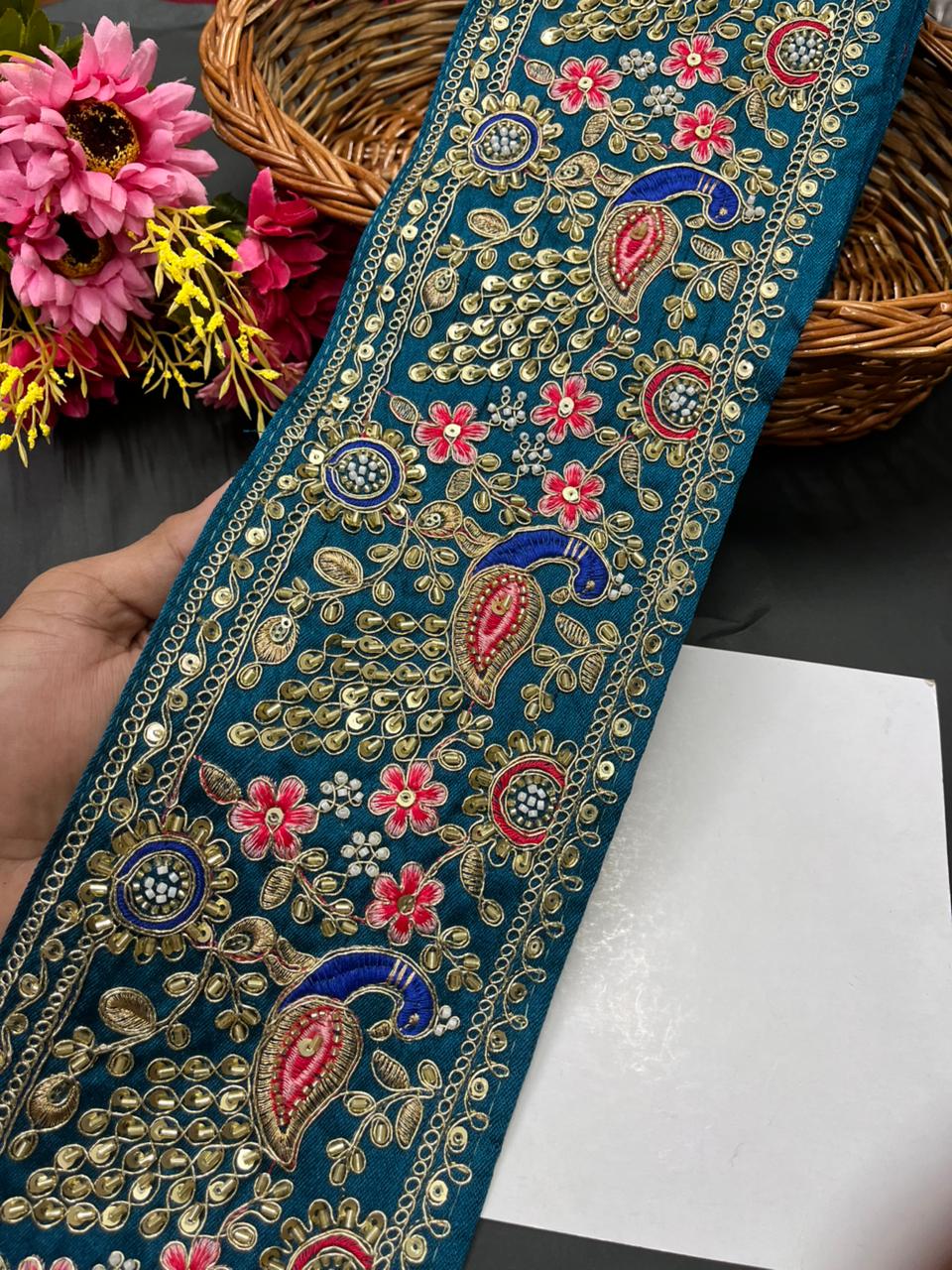 Peacock Face Bridal Lehenga Borders – Heavy Designer Embroidered Trim ...
