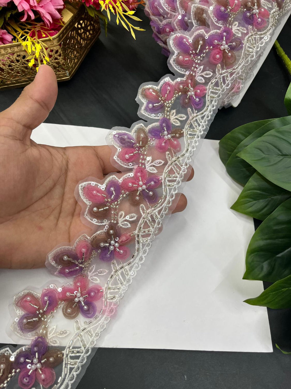 Scalloped Zardosi Work Handmade Saree Borders – Premium 1.5 Inch Magga ...