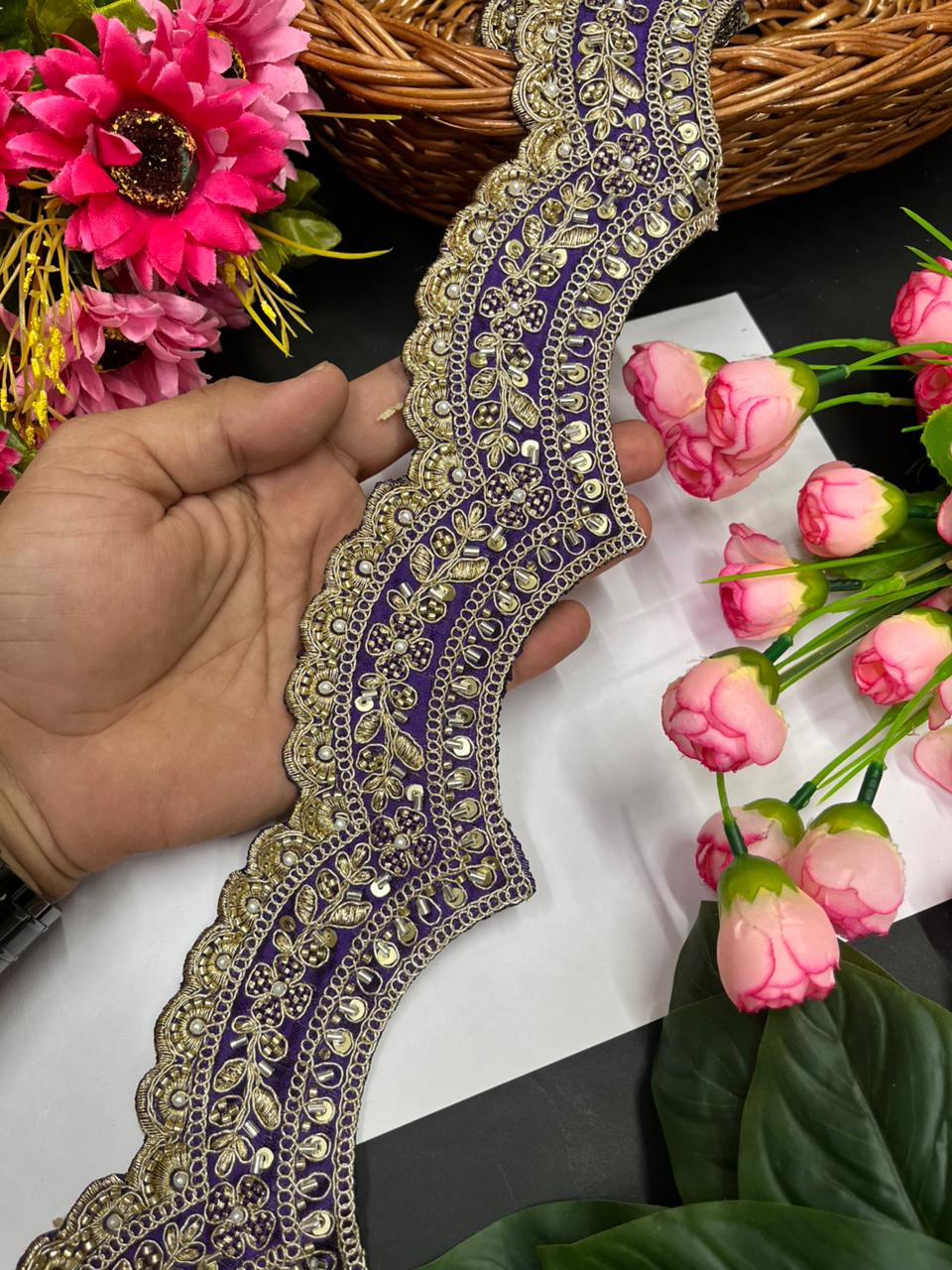 Scalloped Maggam Work Saree Borders – Premium Designer Maggam Lace Bor ...