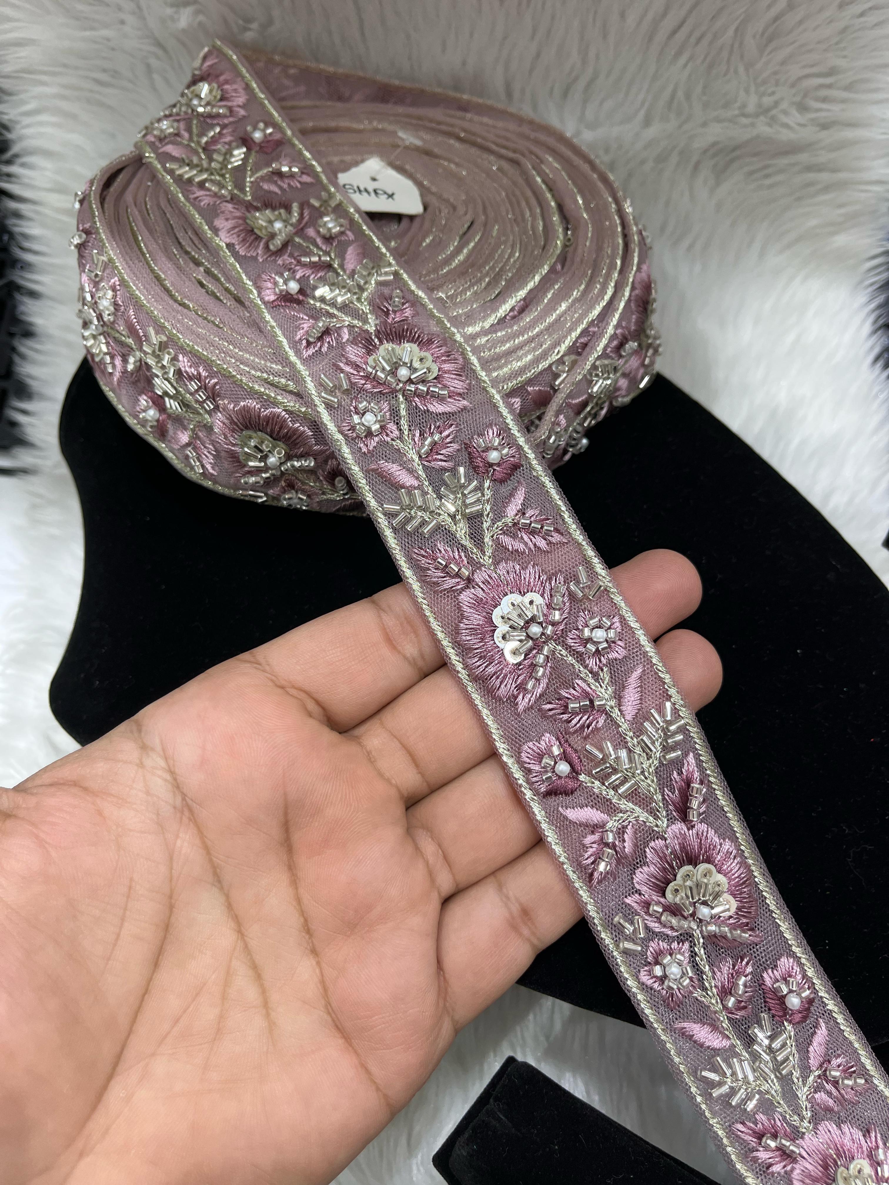 Thread and Cutdana Work Saree Lace | Embroidered Lace for Saree, Dupat ...