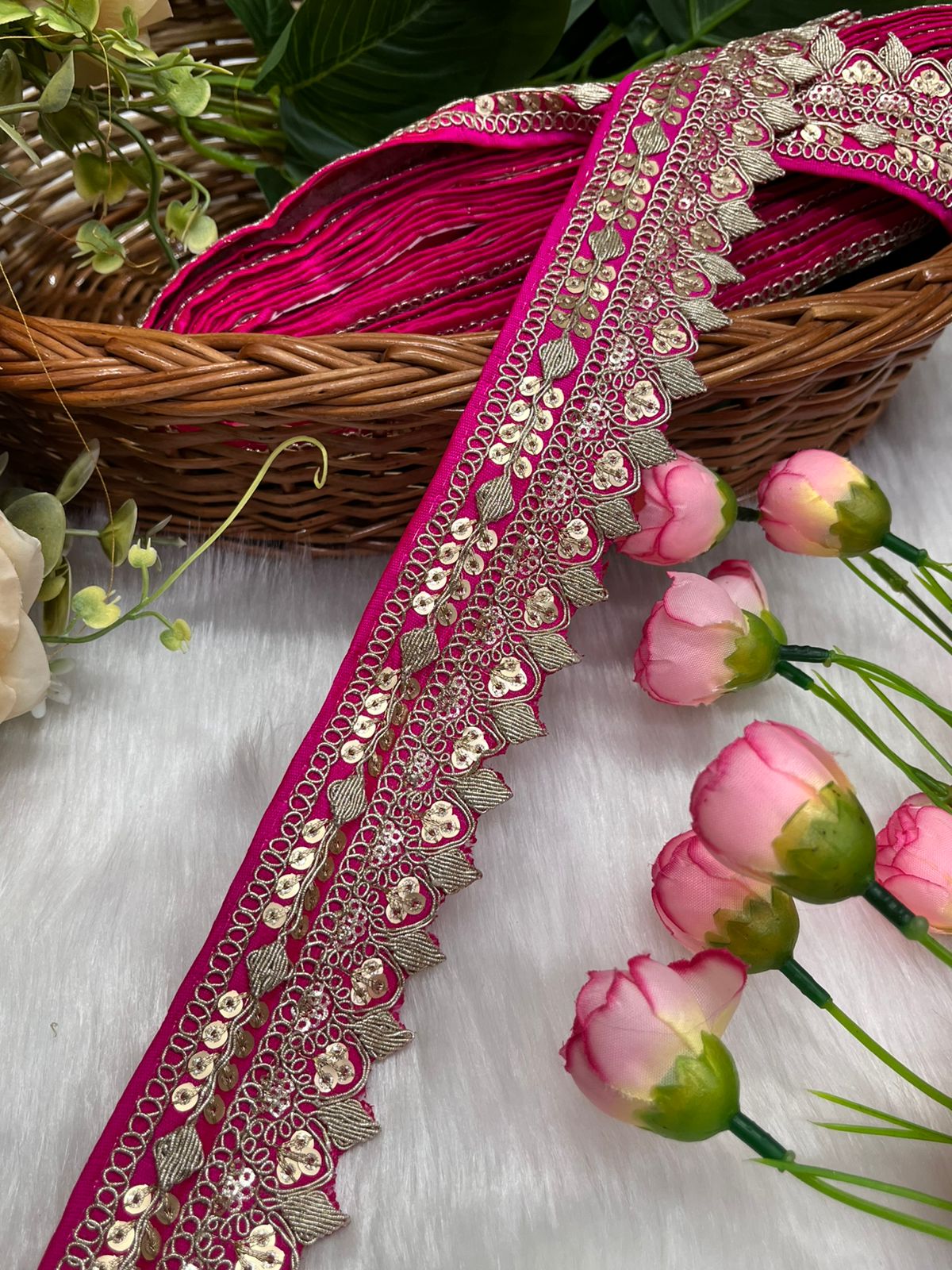 Beautiful Silk-Based Sequins Work Embroidery Trim - Elegant and Versat ...