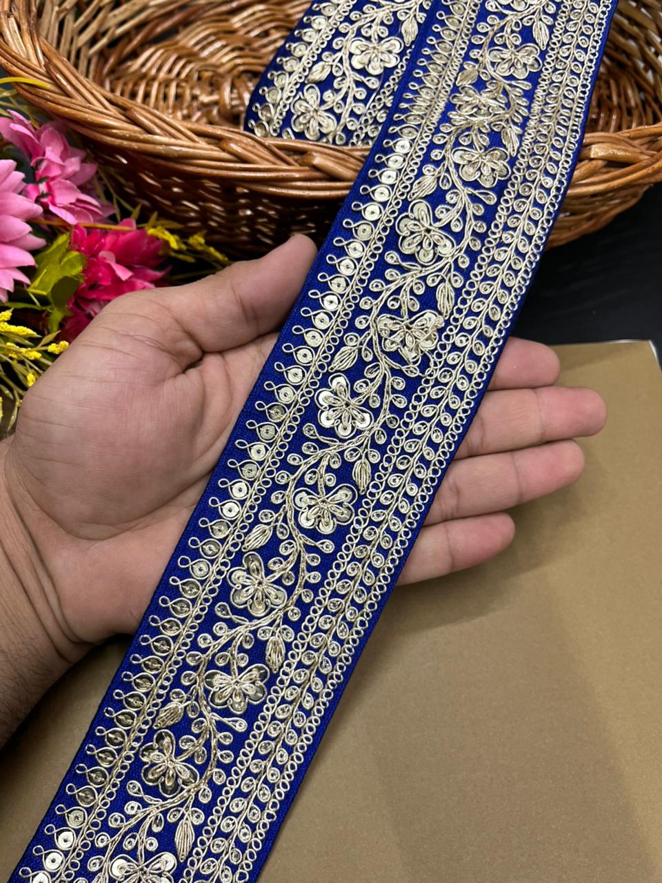 Embroidered Zari Lace Border for Saree, Lehenga & Craft Projects – Hea ...