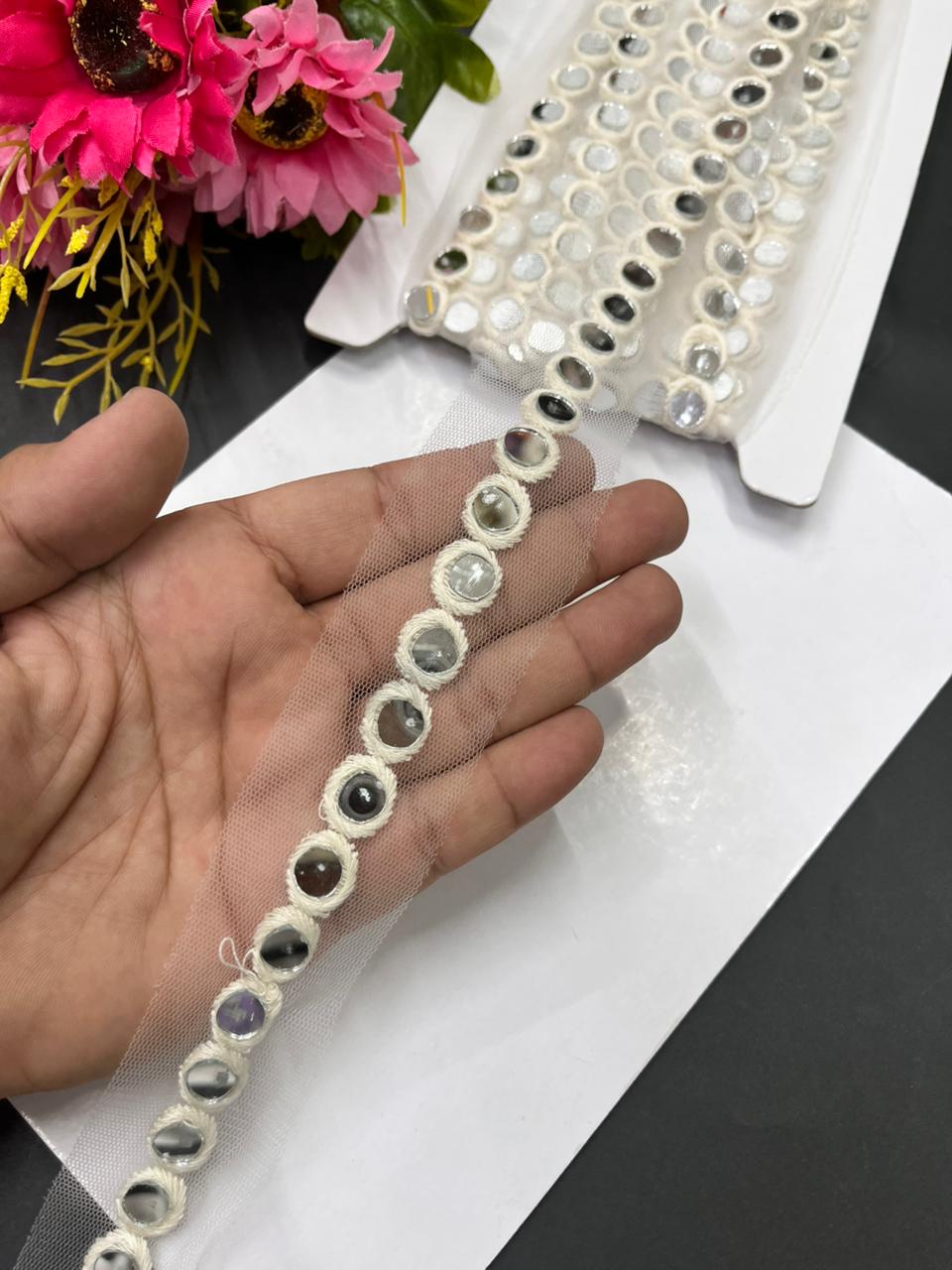Real Mirror Laces – Designer Mirror Work Borders for Sarees, Dupattas ...